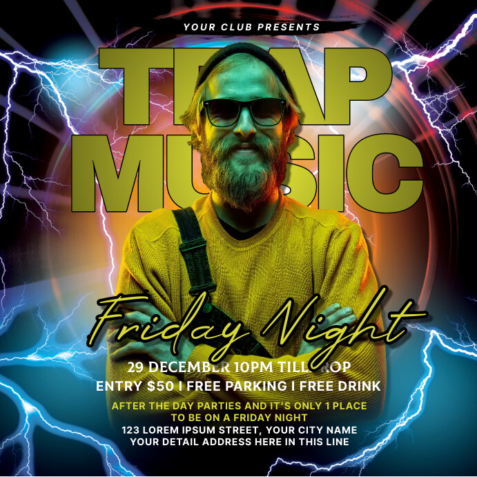 Plantilla de Trap Music Friday Night | PosterMyWall