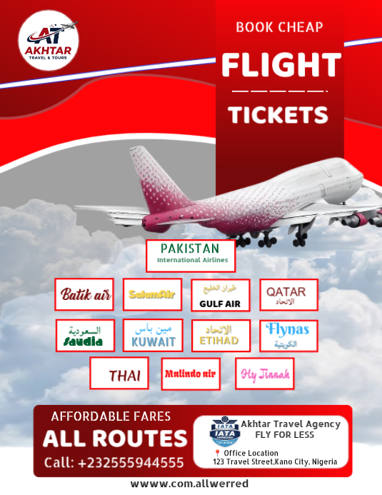 Travel Agency Flight Ticket Promotion Template | PosterMyWall