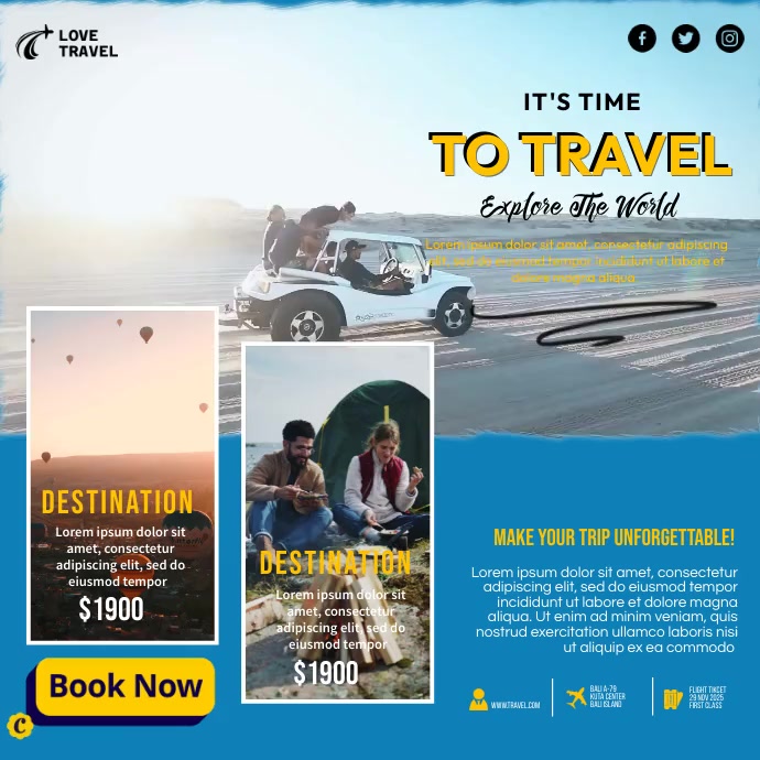 Plantilla de Travel Agency Video Ads | PosterMyWall