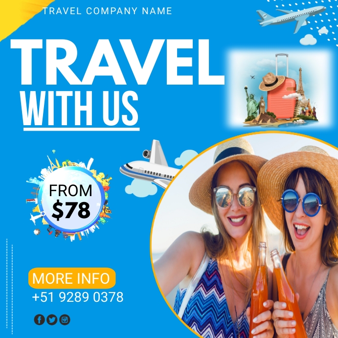 Travel and Tourism Instagram post Template | PosterMyWall