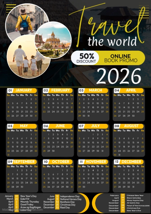 Travel Calendar Template | PosterMyWall