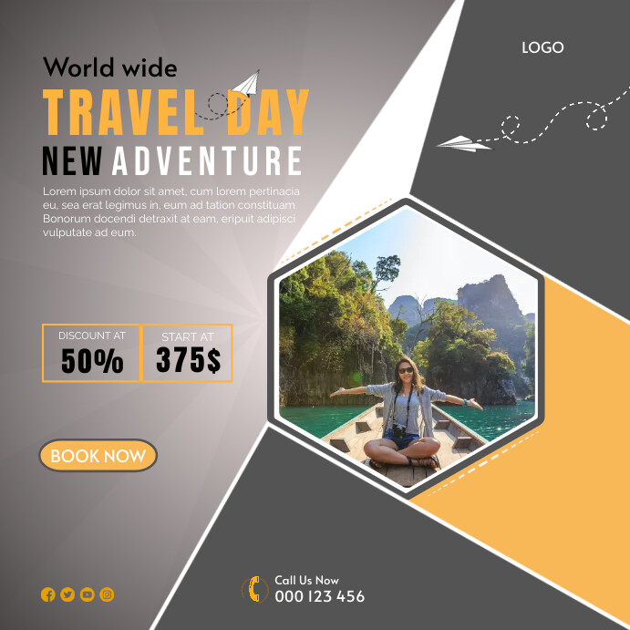 travel day new adventure flyer poster Template | PosterMyWall