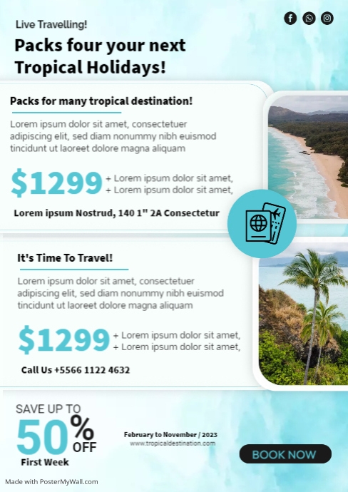 Travel Holiday Package Template | PosterMyWall