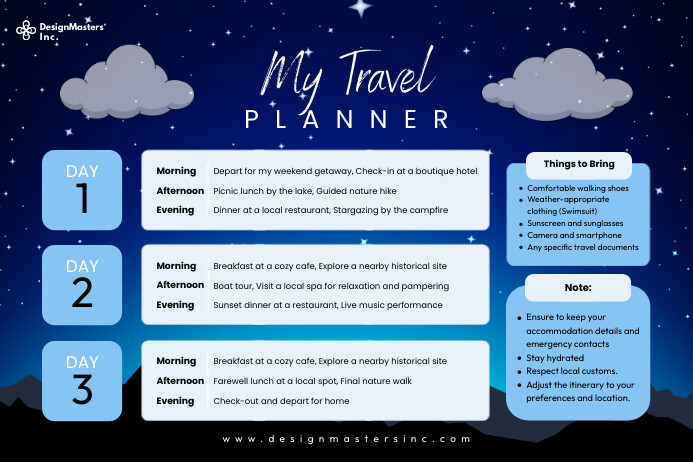 Copy of travel itinerary personal | PosterMyWall
