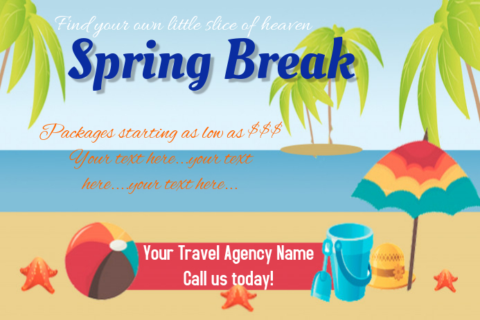 Travel Poster Flyer Spring Break Vacation Poster Template | PosterMyWall