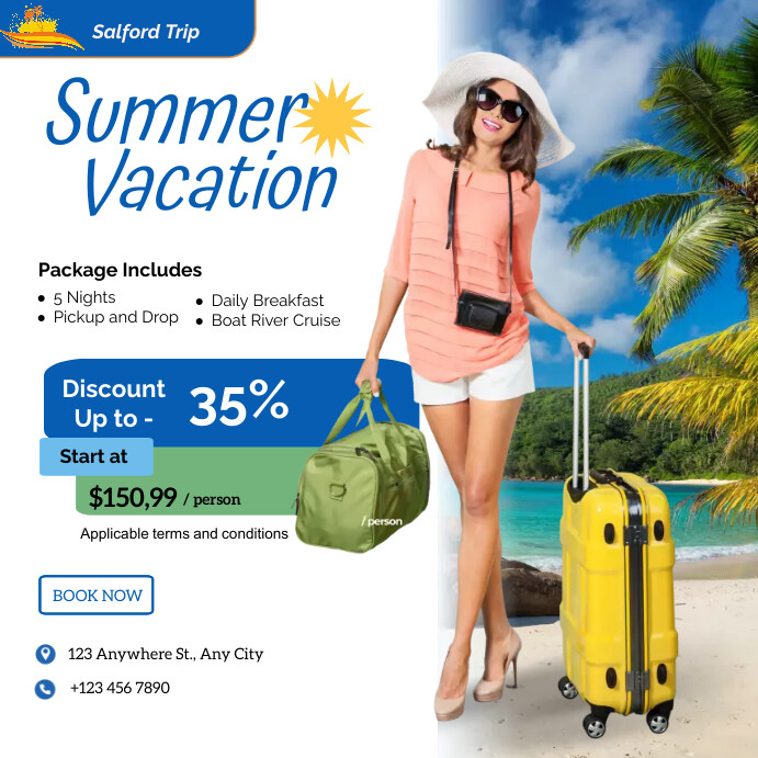 Travel Summer Vacation Instagram Post Template | PosterMyWall