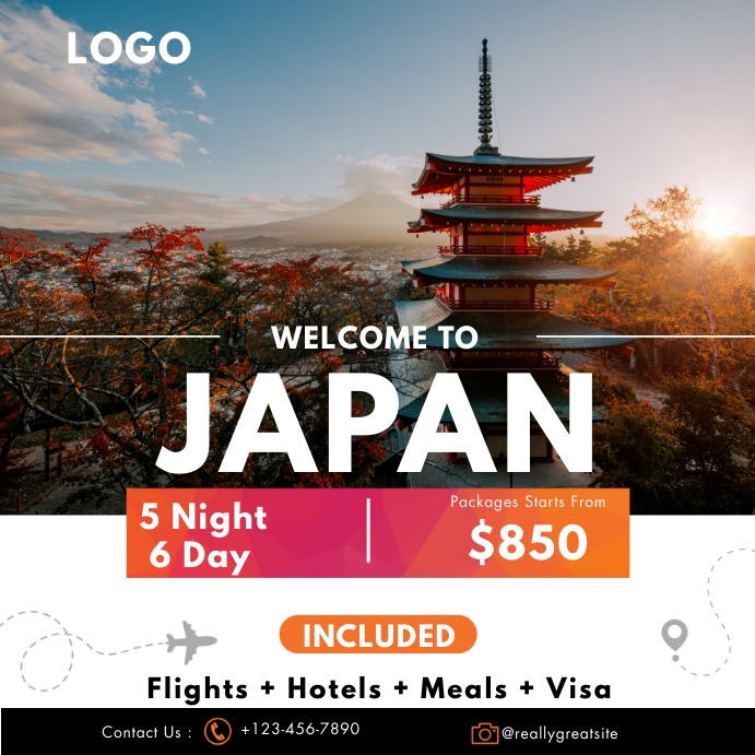 Plantilla de TRAVEL TO JAPAN INSTAGRAM FLYERS | PosterMyWall