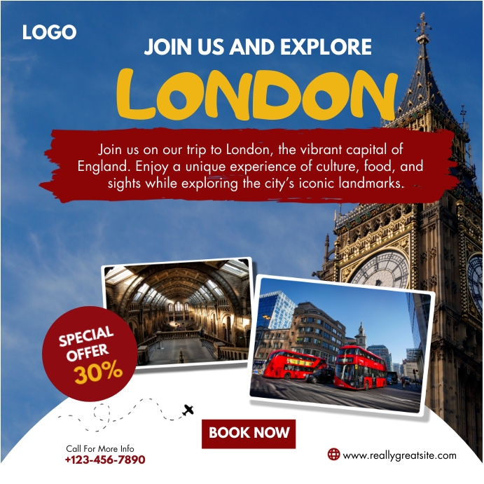 TRAVEL TO LONDON AGENCY FLYERS Template | PosterMyWall