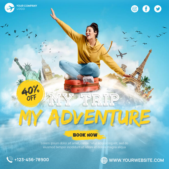 Travel tour social media post Template | PosterMyWall