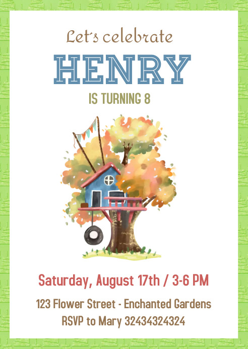 Treehouse birthday party invitation Template | PosterMyWall