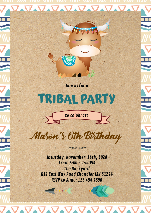 Tribal buffalo theme invitation Template | PosterMyWall