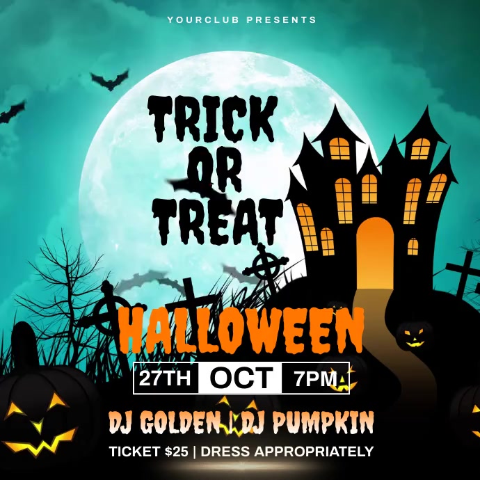 TRICK OR TREAT HALLOWEEN AD DESIGN TEMPLATE | PosterMyWall
