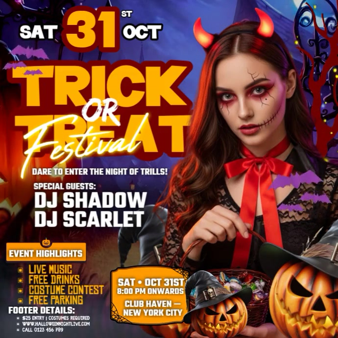 Trick or Treat Halloween Festival Template | PosterMyWall
