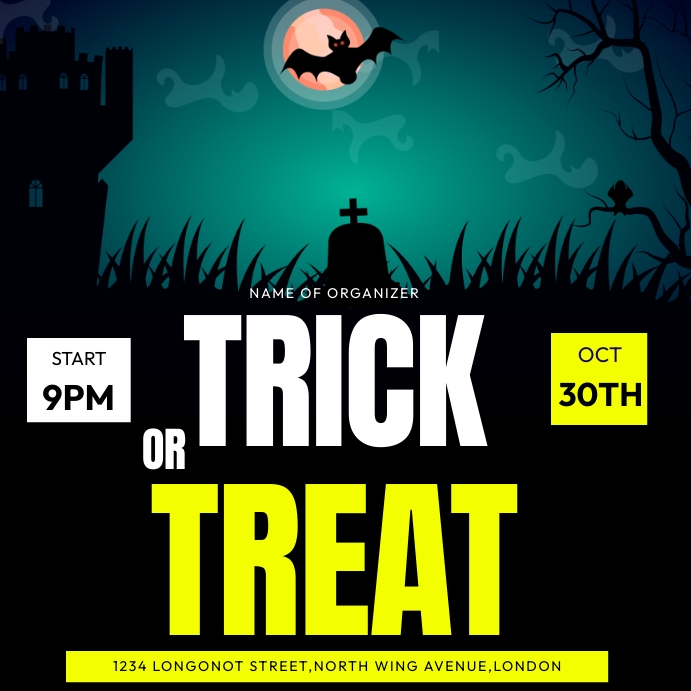 TRICK OR TREAT HALLOWEEN FLYER Template | PosterMyWall