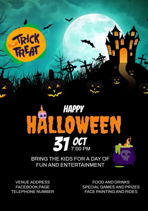 Trick or Treat Halloween Invitation Template | PosterMyWall