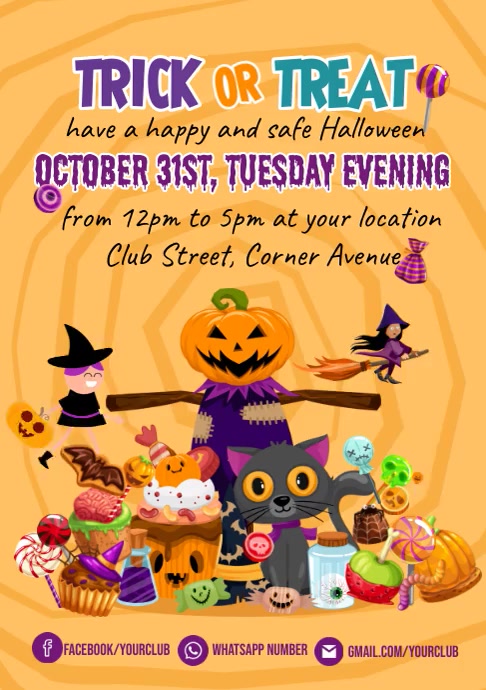 Trick or Treat Invitation Template | PosterMyWall