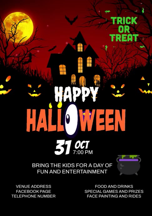 Trick Or Treat Party Halloween Invitation Template | PosterMyWall