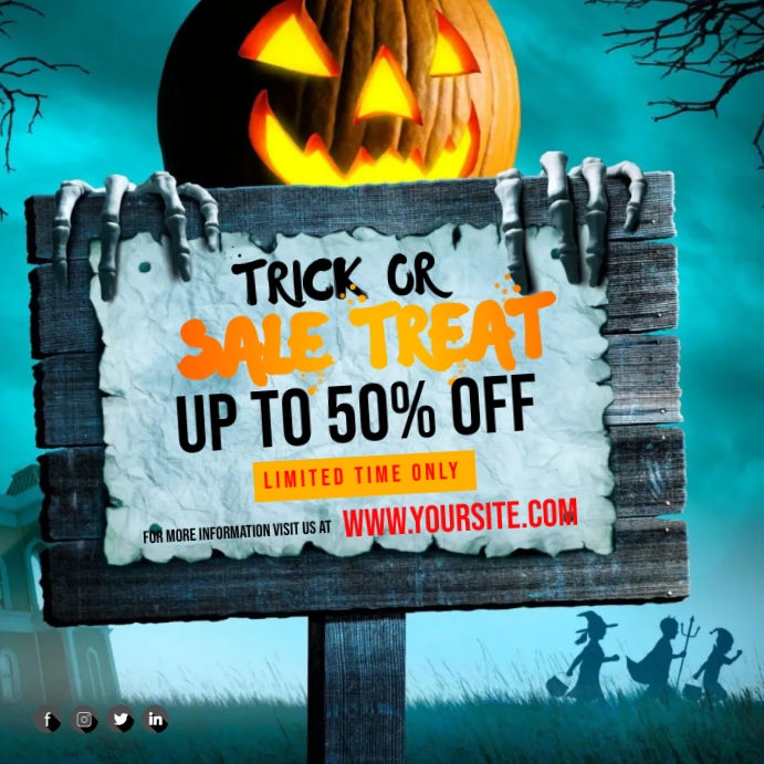 Trick or treat sale Instagram post template. | PosterMyWall