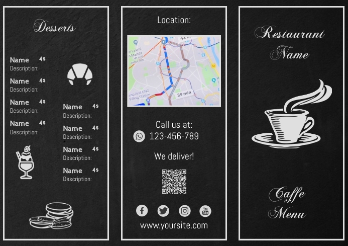 Copy of Trifold Cafe Coffeehouse Menu First Page | PosterMyWall
