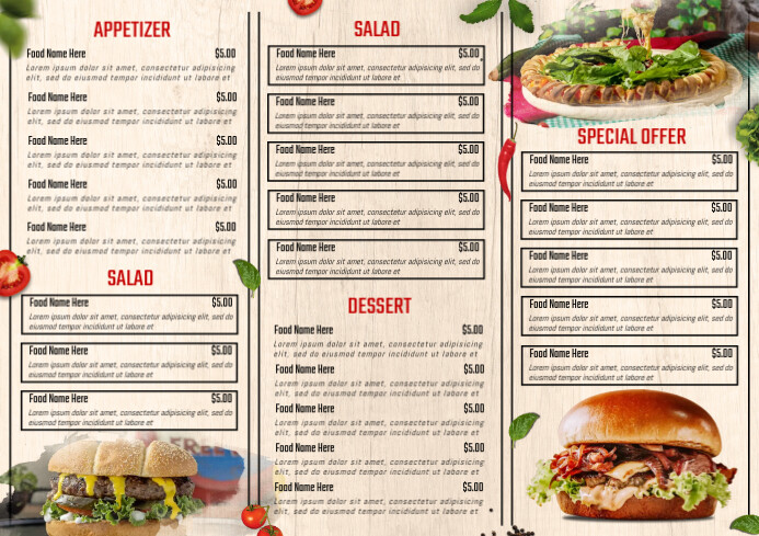 Trifold Restaurant Food Menu Template | PosterMyWall