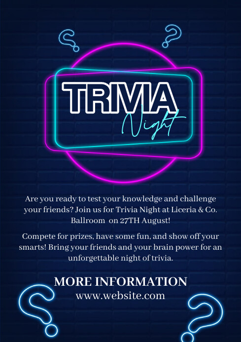 Trivia Night Ads Template | PosterMyWall