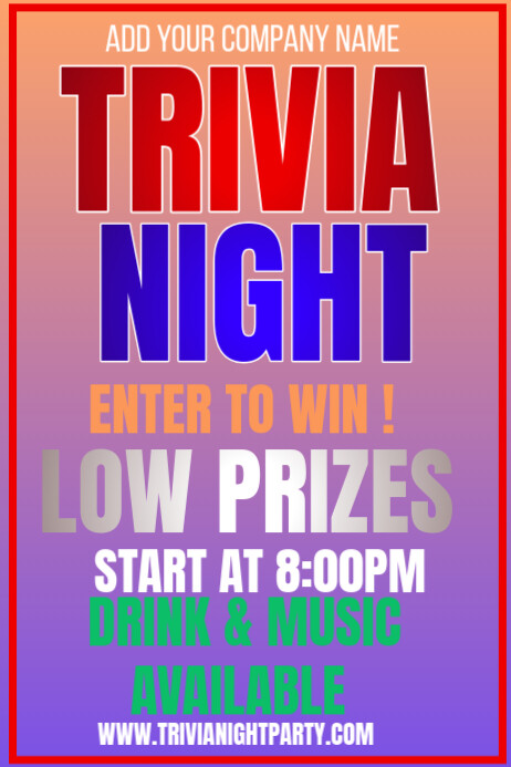 Plantilla de trivia Night | PosterMyWall