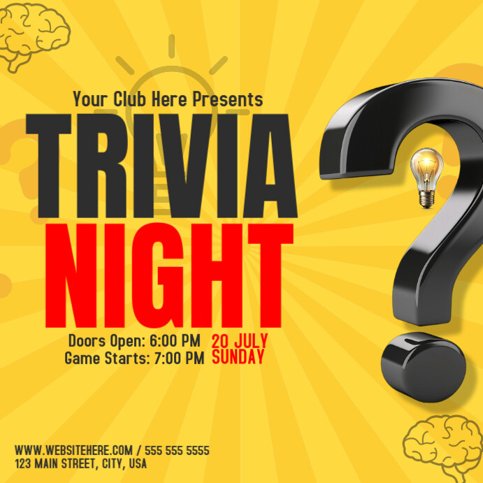 Trivia Night Event Invitation Instagram Post Template | PosterMyWall