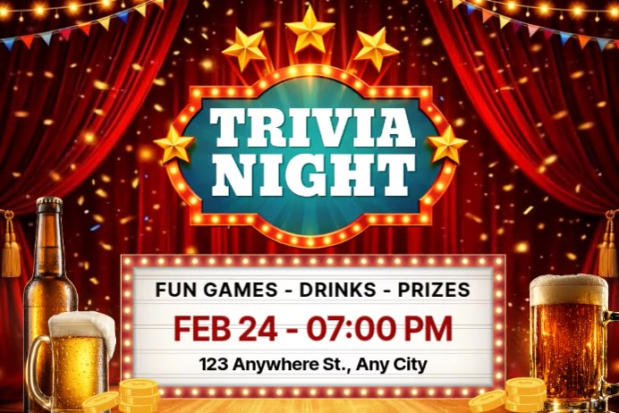 Trivia Night Event Poster Template | PosterMyWall