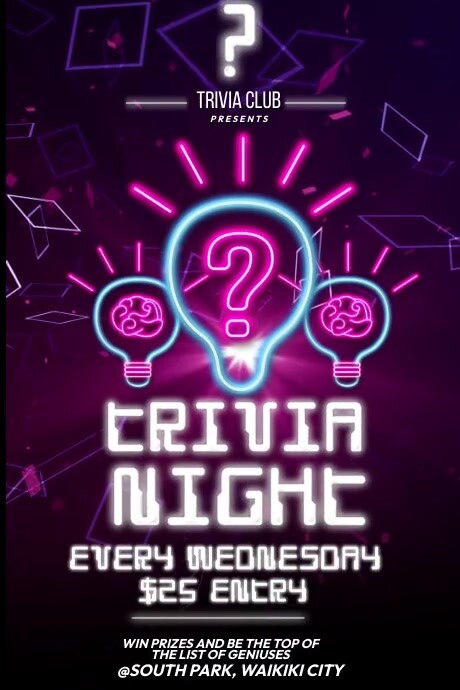 Plantilla de Trivia Night Every Wednesday | PosterMyWall