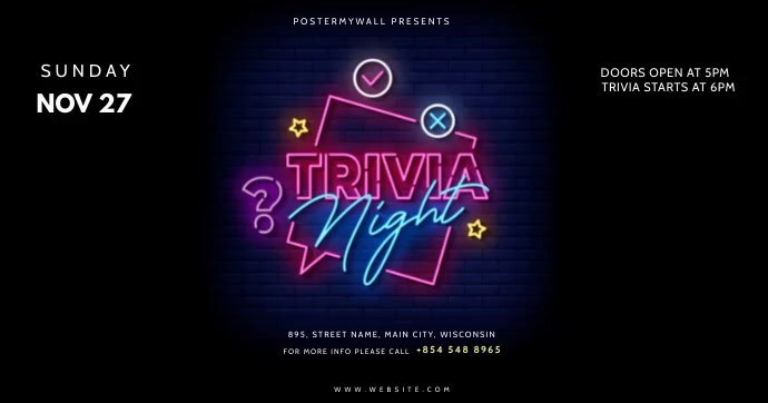 Plantilla de Publicitario de Facebook de La Noche de Trivia | PosterMyWall