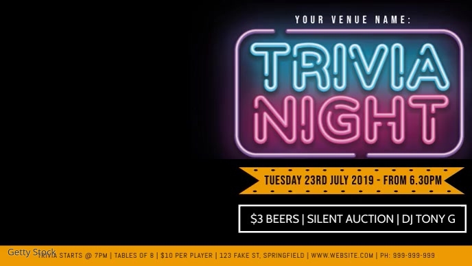 Trivia Night Facebook Video Event Cover Template | PosterMyWall