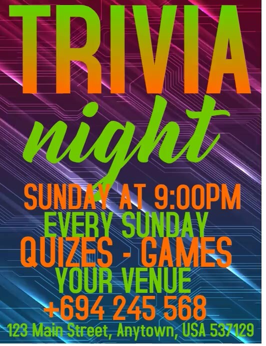 Trivia Night Flyer (us Letter) Template | PosterMyWall