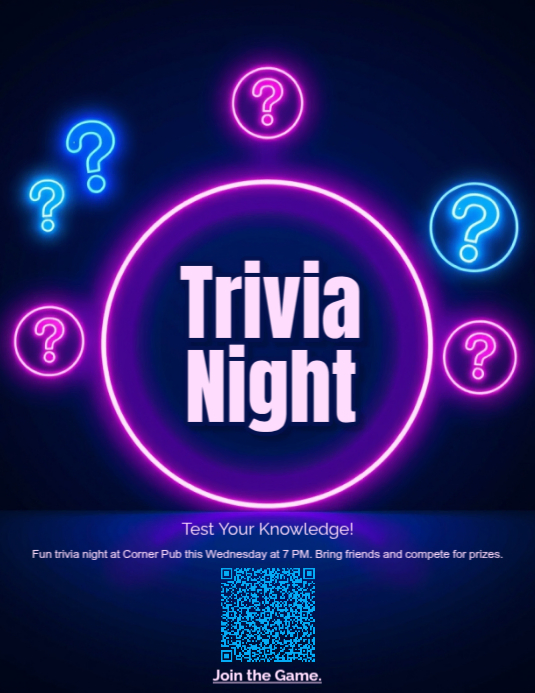 Trivia Night Flyer – Pub Quiz Challenge Template | PosterMyWall
