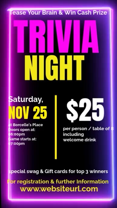Trivia Night Instagram Reel Template | PosterMyWall