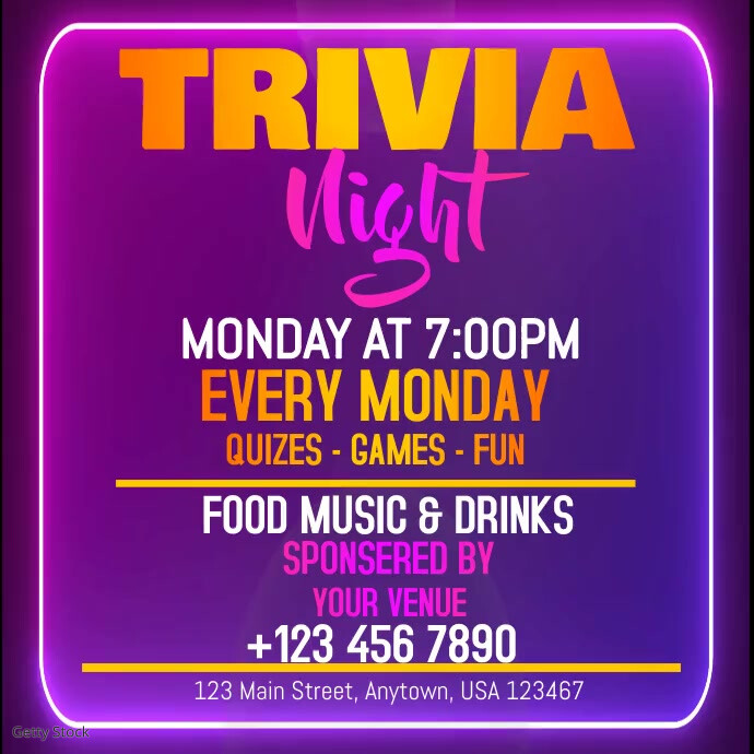 Trivia night Instagram video ad Template | PosterMyWall