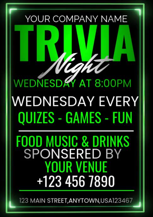 Trivia Night Party Template | PosterMyWall