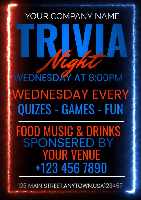 Trivia Night Party Template | PosterMyWall
