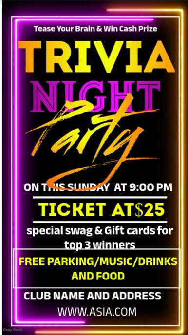 Trivia night party Template | PosterMyWall