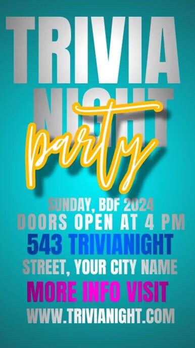 Trivia Night Party Instagram Reel Template | PosterMyWall