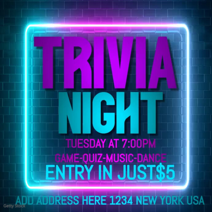 Plantilla de Trivia night party new brand post | PosterMyWall