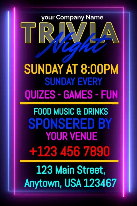 Copy of Trivia Night Party Poster | PosterMyWall
