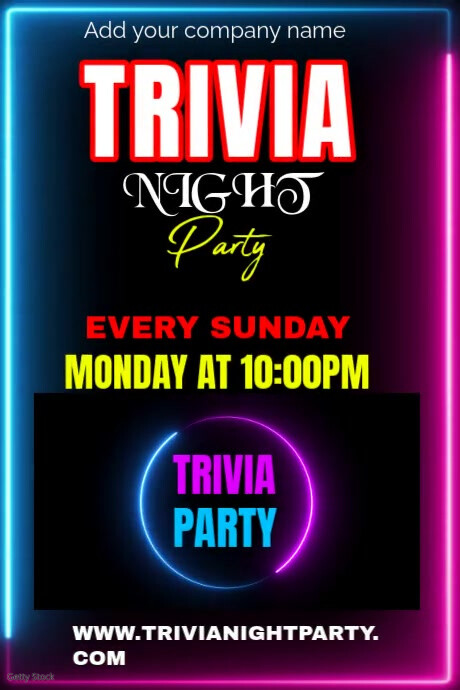 Plantilla de Trivia Night Party Poster | PosterMyWall