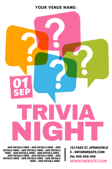 Trivia Night Poster Template | PosterMyWall