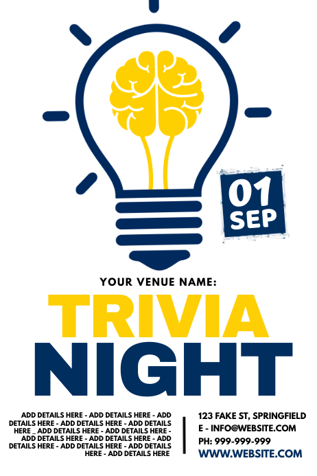 Trivia Night Poster Template | PosterMyWall