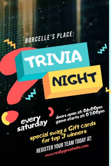 Plantilla de Trivia Night Poster | PosterMyWall