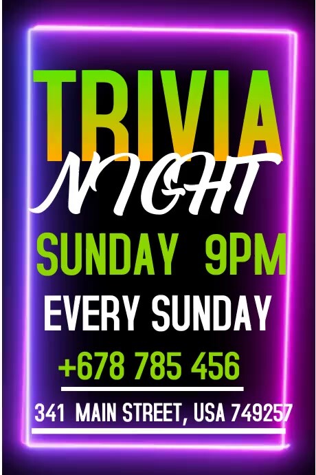 Trivia Night Poster Template | PosterMyWall