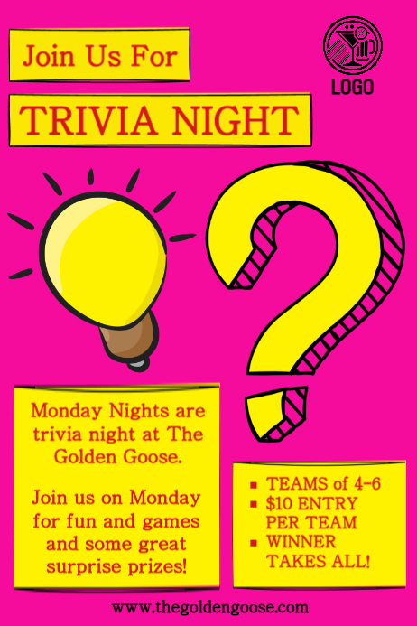 Trivia Night Poster Template | PosterMyWall