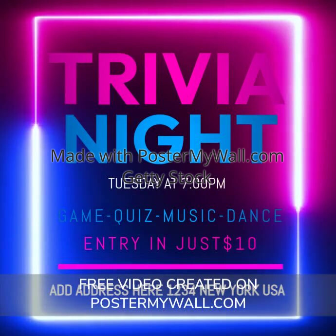Modèle trivia night video Instagram post | PosterMyWall