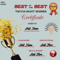 6.5K+ Free Templates for 'Trivia night winner certificate template ...