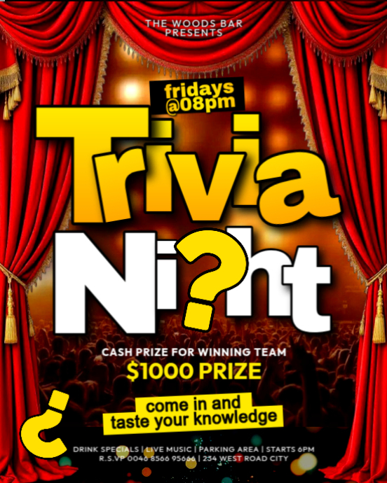 Copy of Trivia quiz night party bar invitation social media instagrm ...